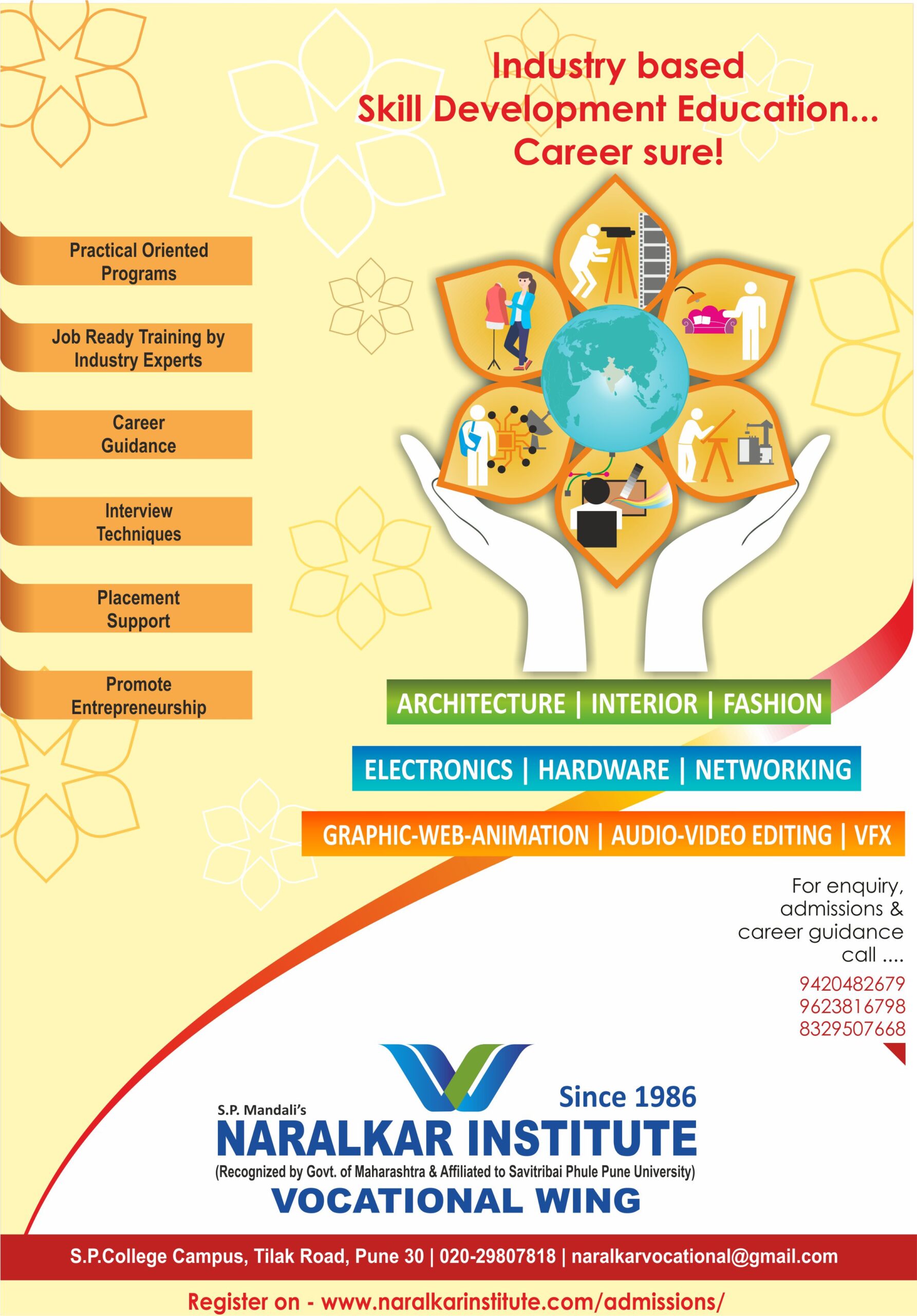 Admissions Open for 10th/12th/UG/PG at Naralkar Institute Pune.